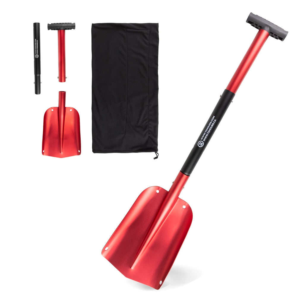 72HRS Aluminum Collapsible 3 in 1 Car Snow Shovel Red 72hours